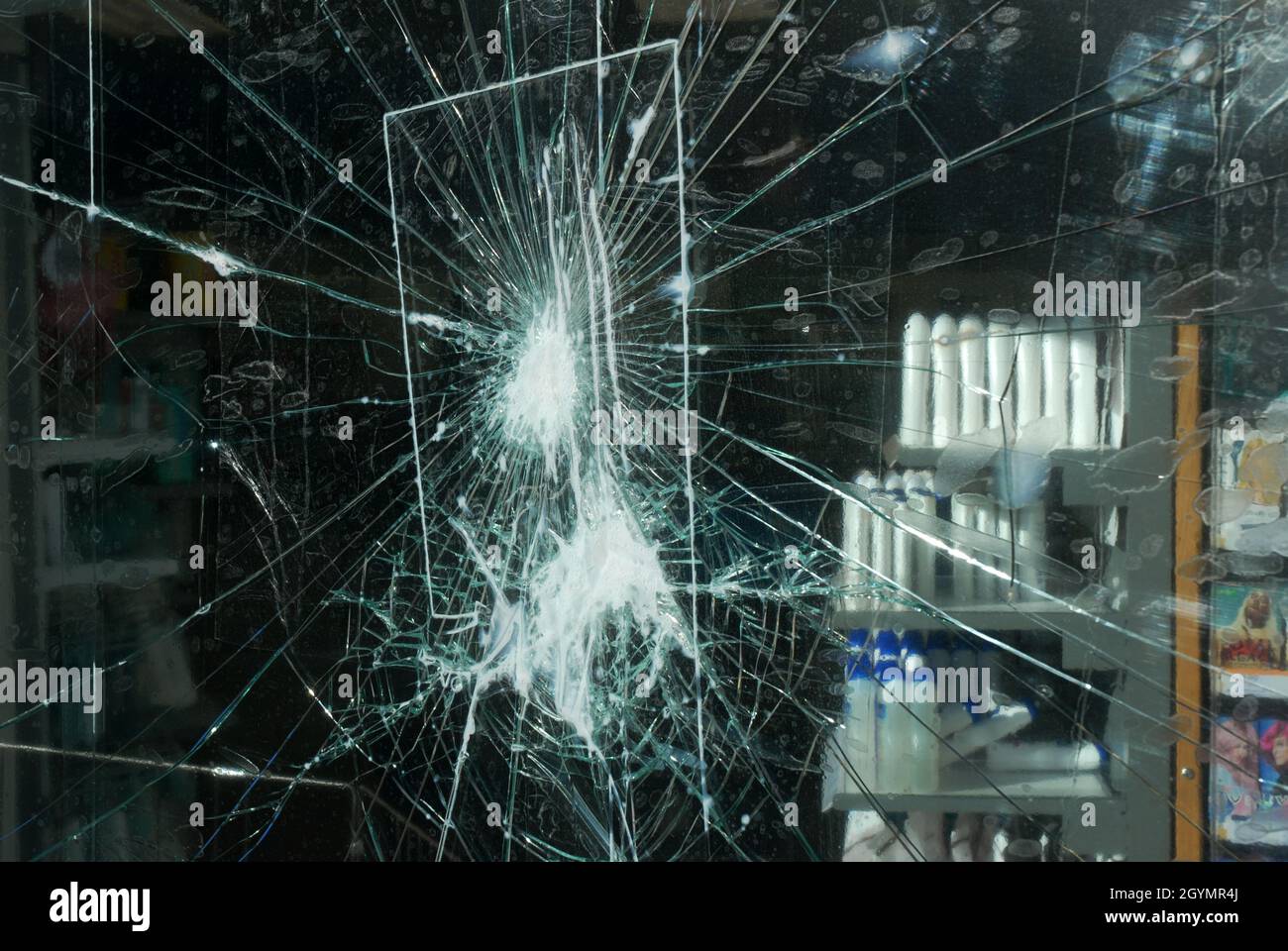 Broken shop window (Boots) in Shanklin, IOW, England, UK Stock Photo ...