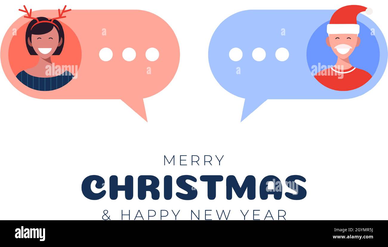 Online chat between a guy and a girl. Man and woman icons in flat style ...