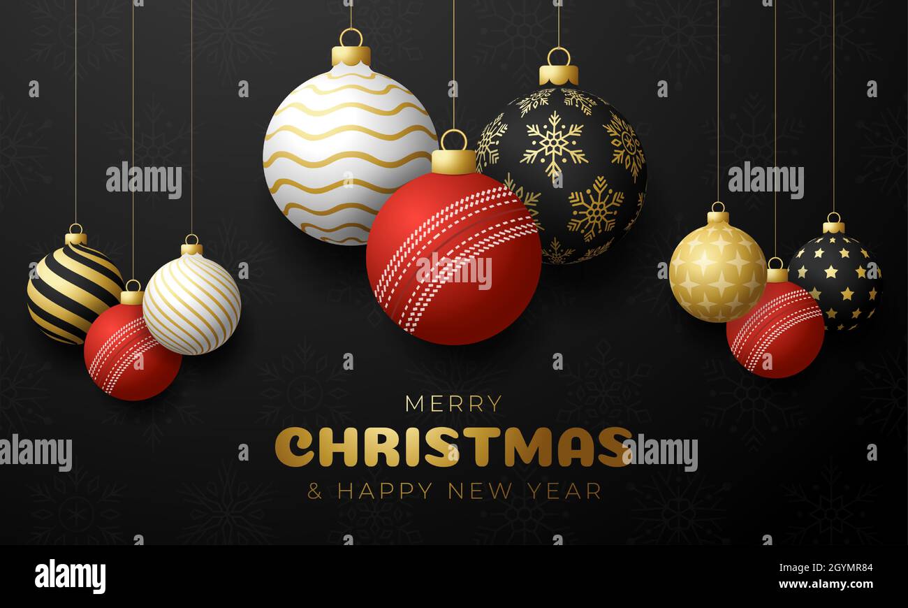 cricket Christmas card. Merry Christmas sport greeting card. Hang on a ...