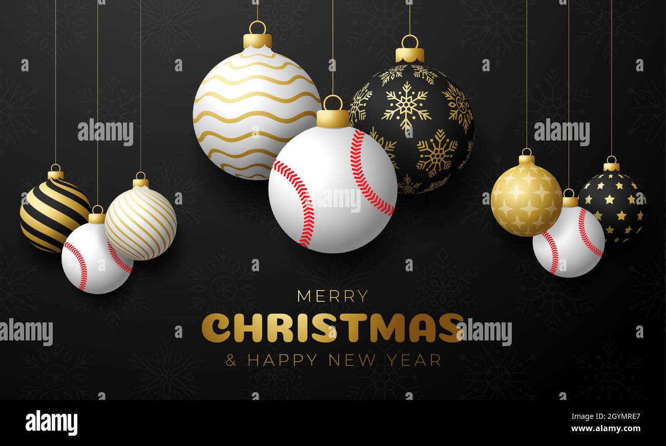 baseball Christmas card. Merry Christmas sport greeting card. Hang on a ...
