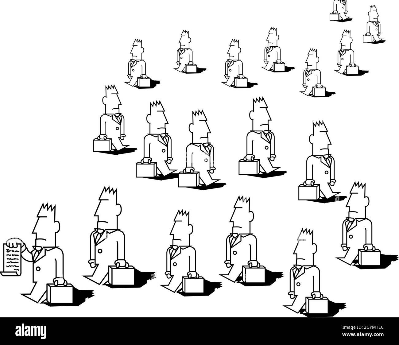 Lawyers crowd queue funny cartoon line drawing, vector, horizontal ... Lawyers crowd queue funny cartoon line drawing, vector, horizontal ...