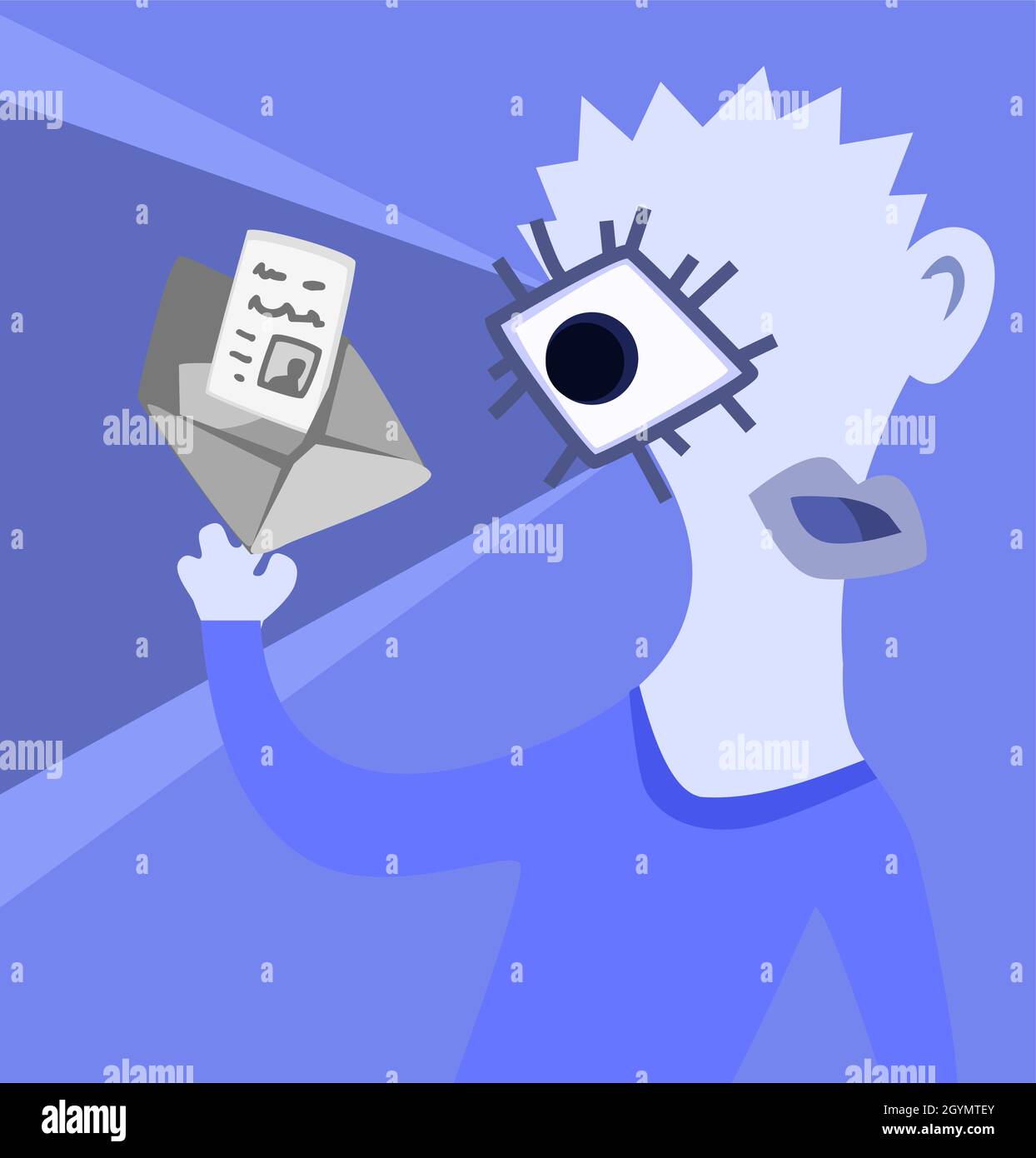 Message mail reading odd surreal abstract character figure cartoon ...