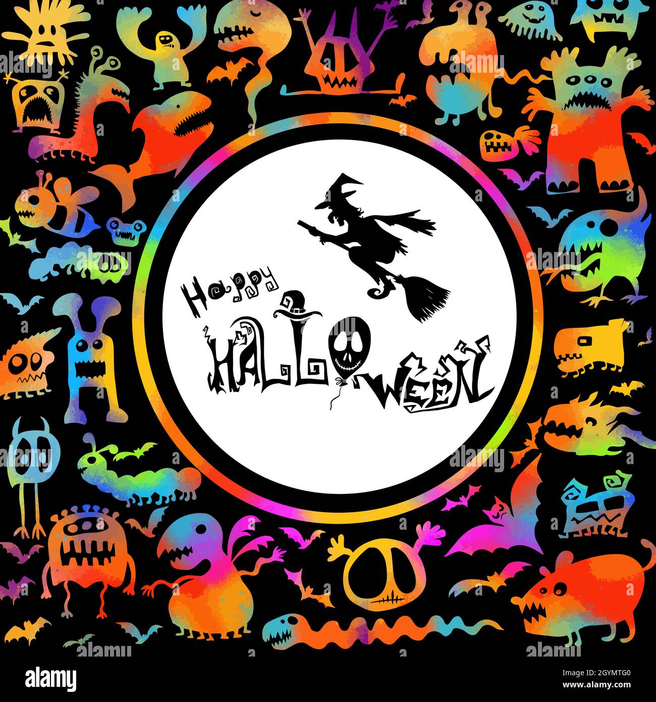Funny monsters. Happy Halloween. Vector illustration Stock Vector Image ...