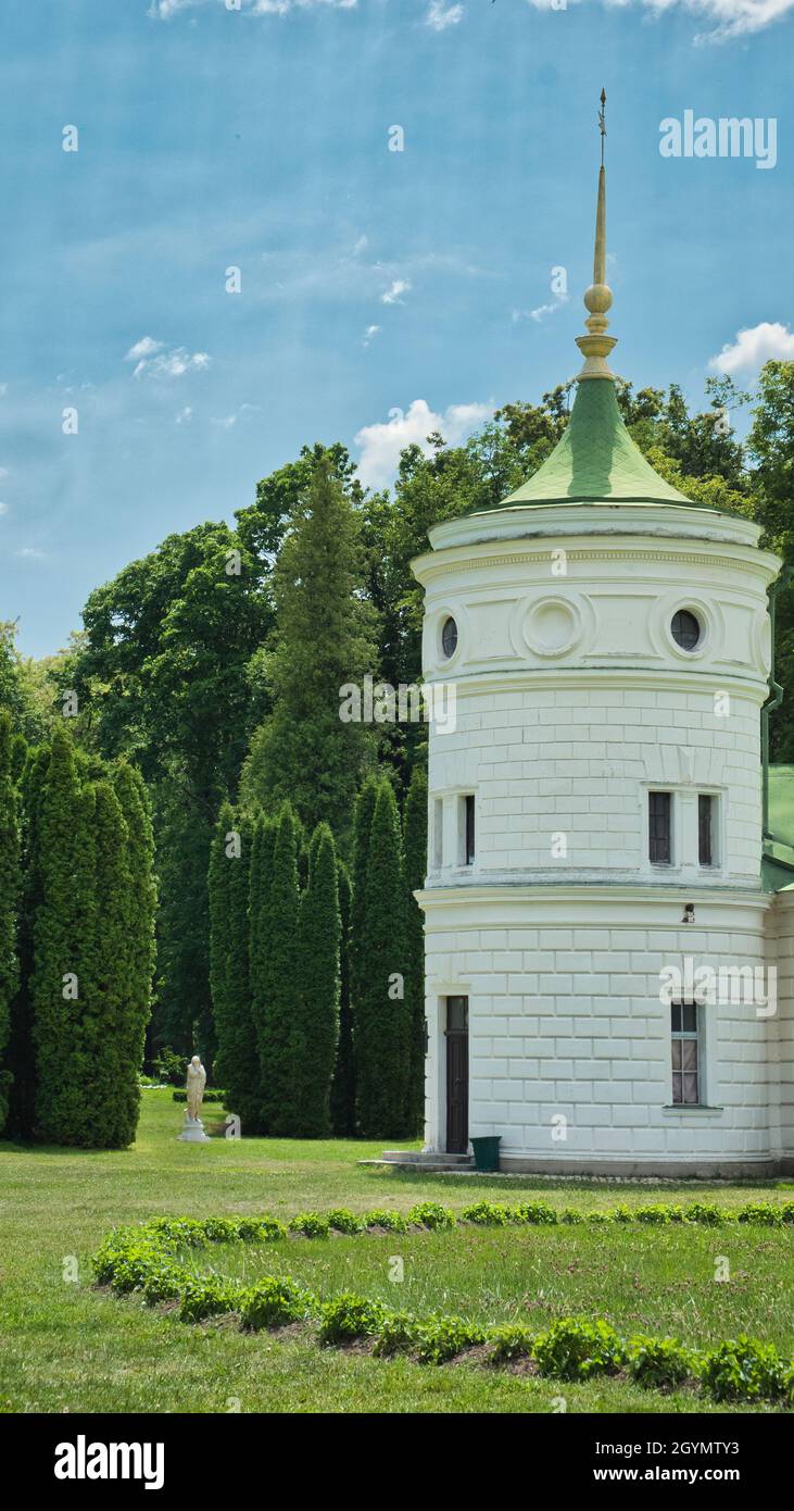 White classic tower in old manor Stock Photo - Alamy