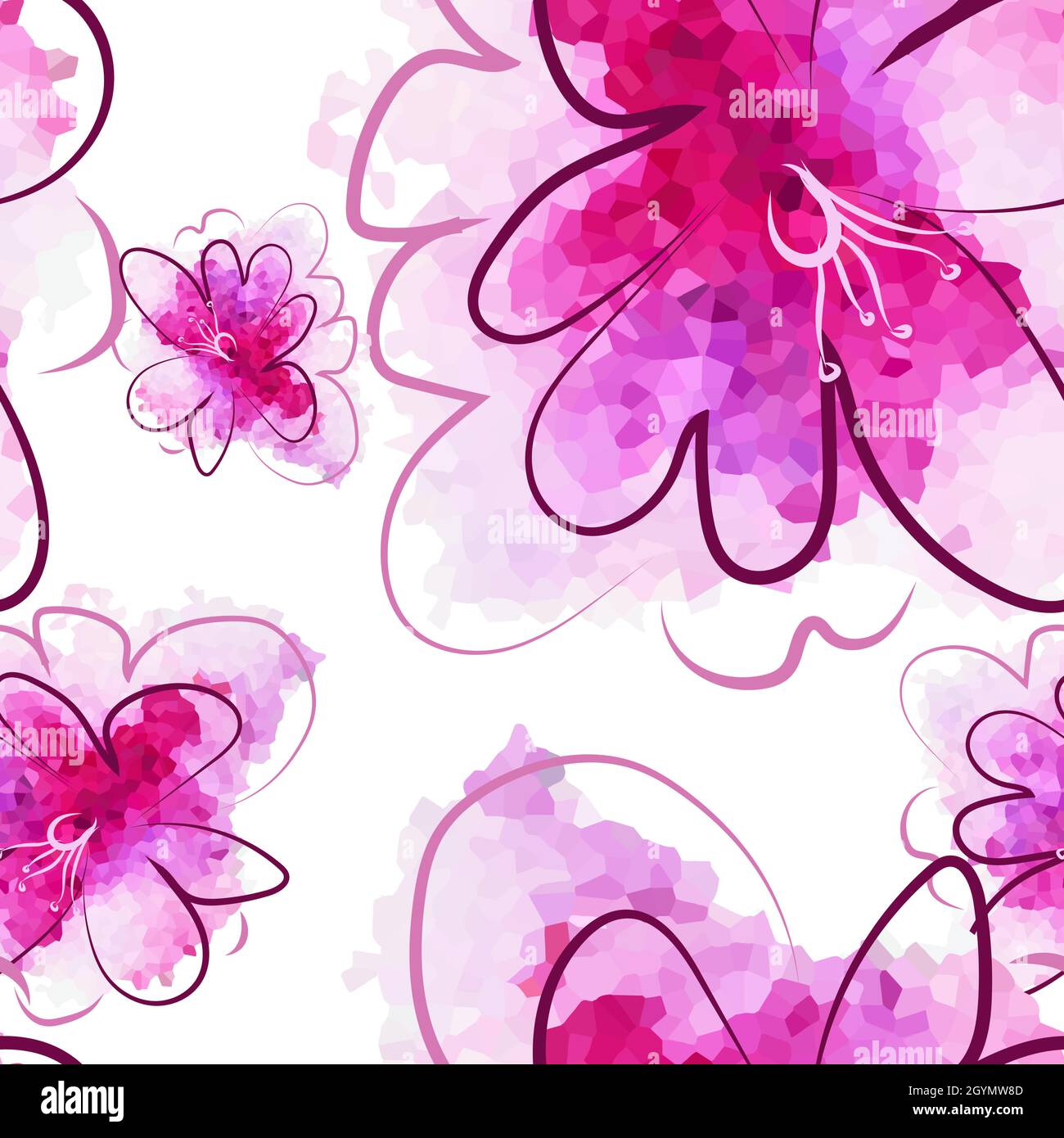 Seamless background. Watercolor pink flowers. Vector illustration Stock ...