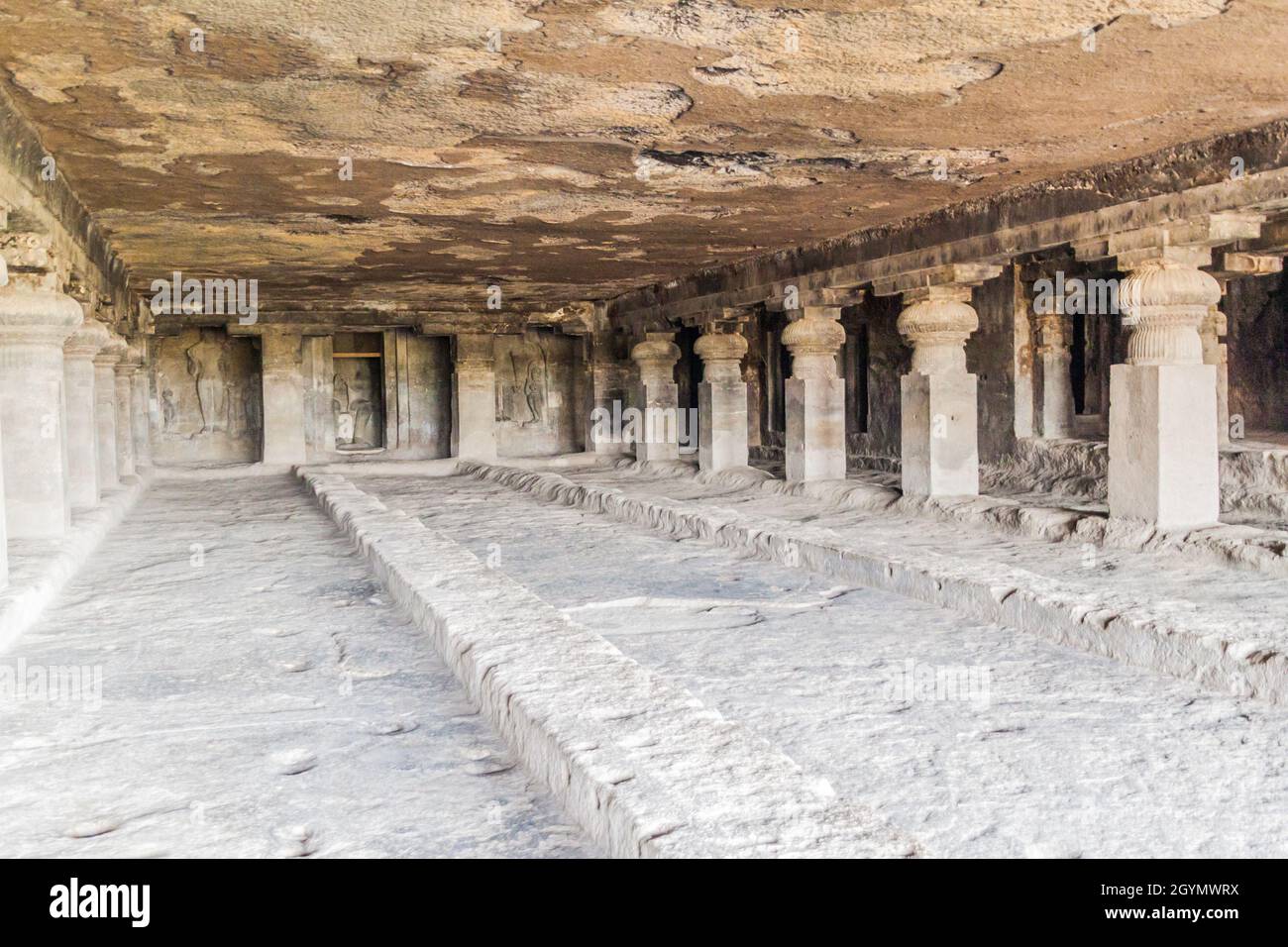 ELLORA, INDIA - FEBRUARY 7, 2017: Carved cave in Ellora, Maharasthra ...