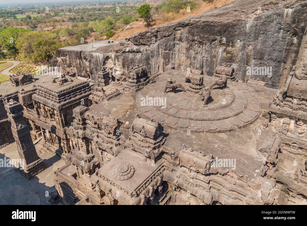 Carved Kailasa Temple in Ellora, Maharasthra state, India Stock Photo ...