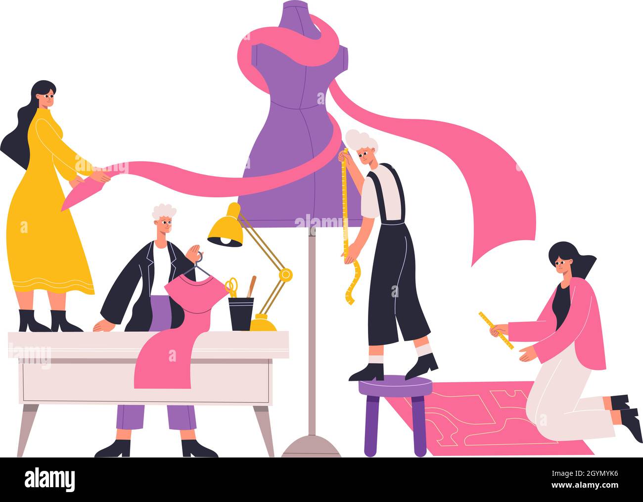 Atelier seamstress, tailors, fashion designers work with tailors ...