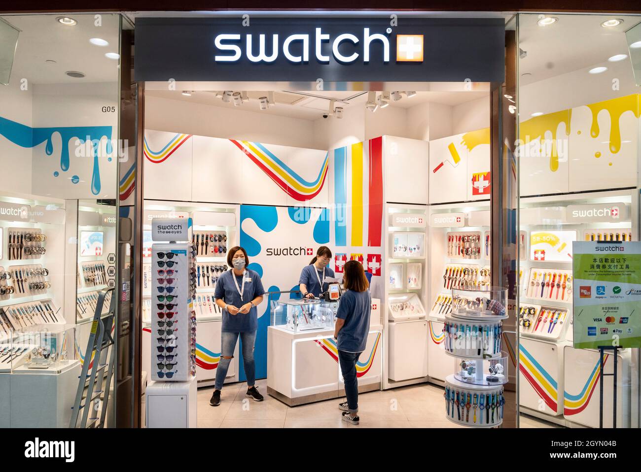Hong Kong, China. 07th Oct, 2021. Swiss multinational watchmaker Swatch ...