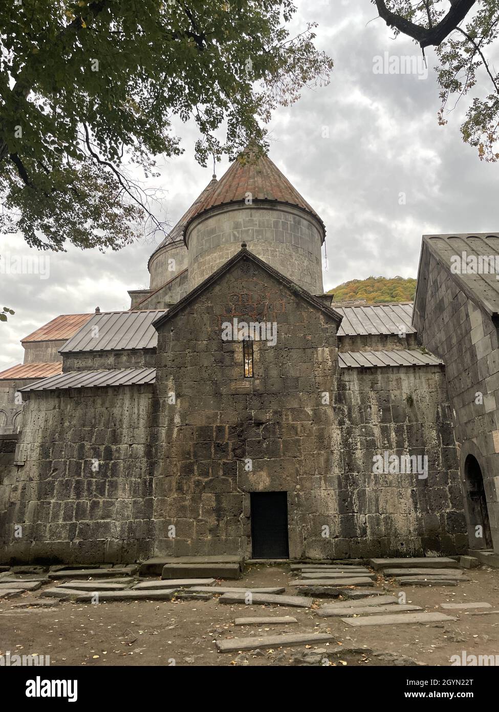 Vertical shot of the Sanahin Monastery under a cloudy sky in Lori ...