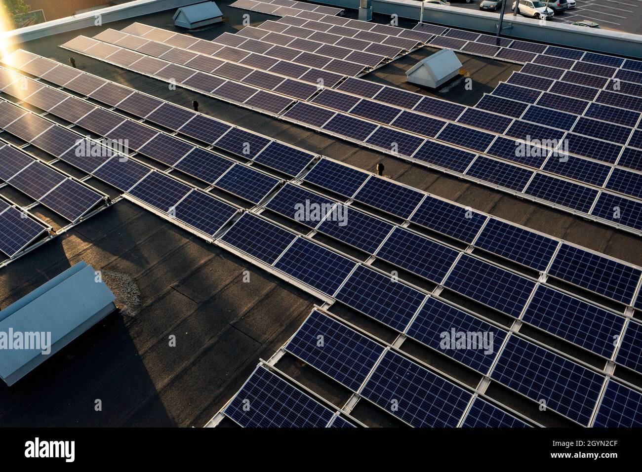 solar cells on top of a building Stock Photo - Alamy