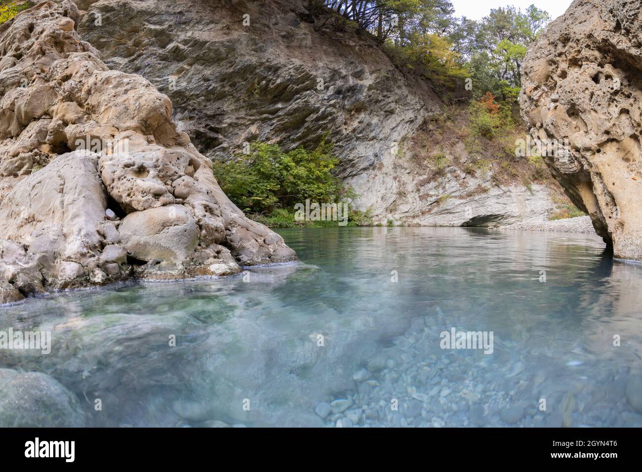 natural sulphurous water springs of the Vurghe, in the Marche region ...
