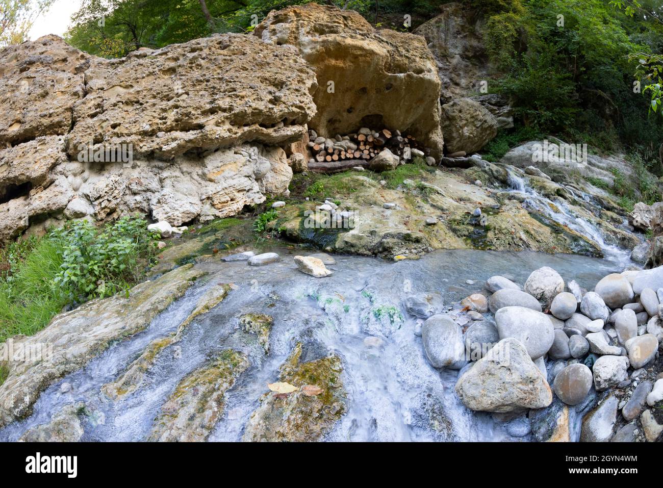 natural sulphurous water springs of the Vurghe, in the Marche region ...