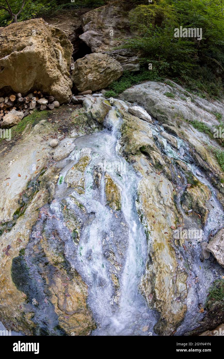 natural sulphurous water springs of the Vurghe, in the Marche region ...
