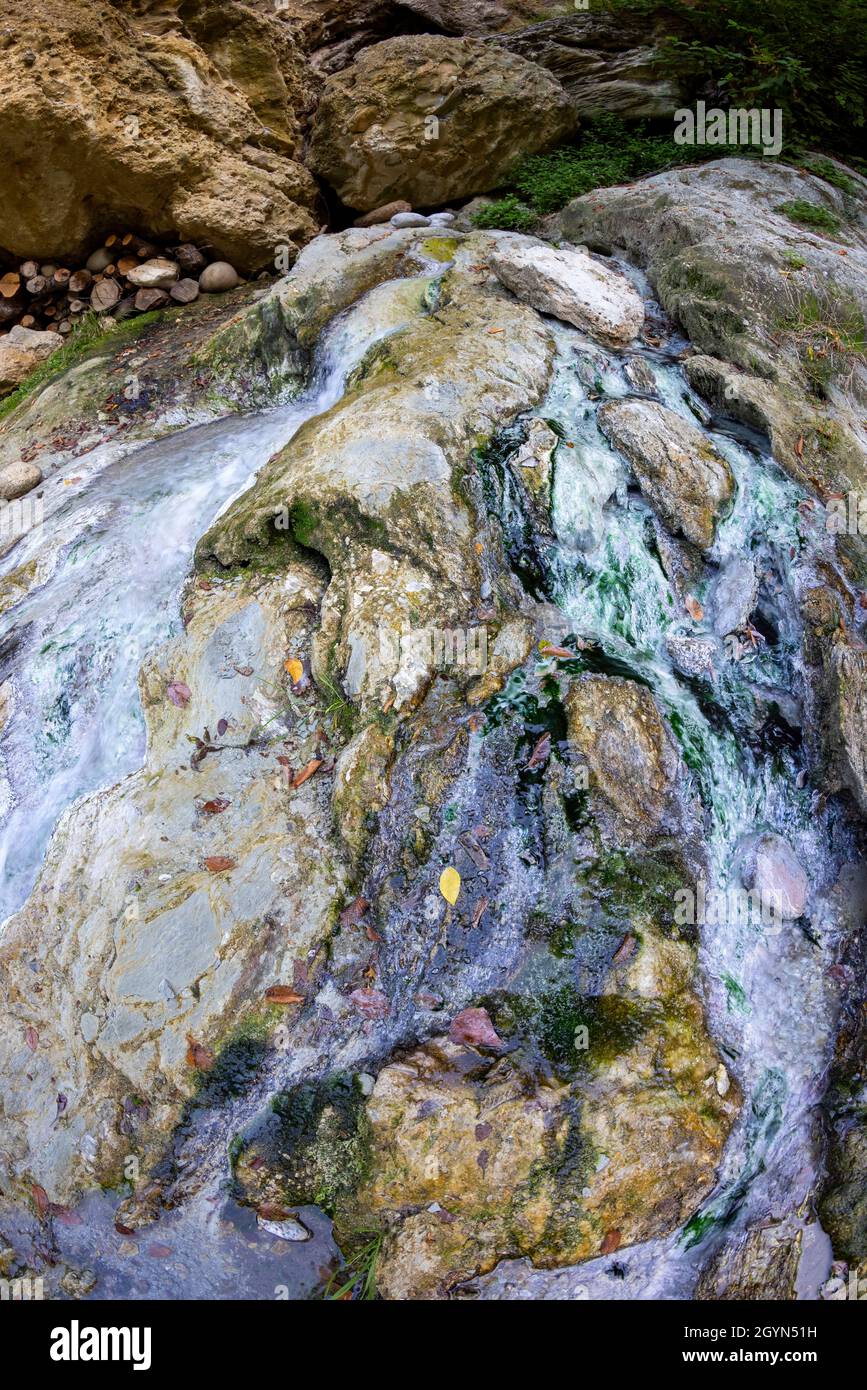 natural sulphurous water springs of the Vurghe, in the Marche region ...