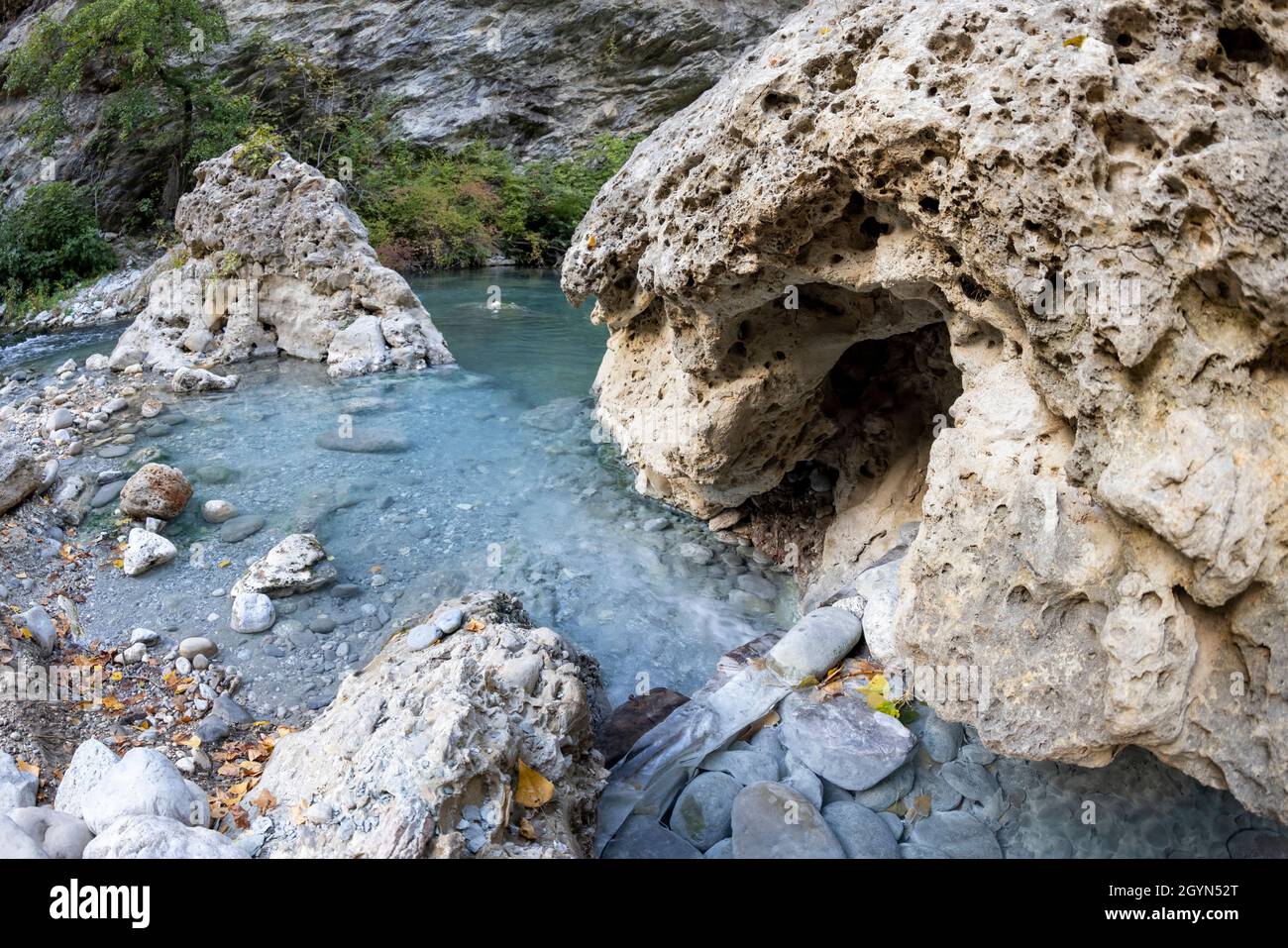 natural sulphurous water springs of the Vurghe, in the Marche region ...