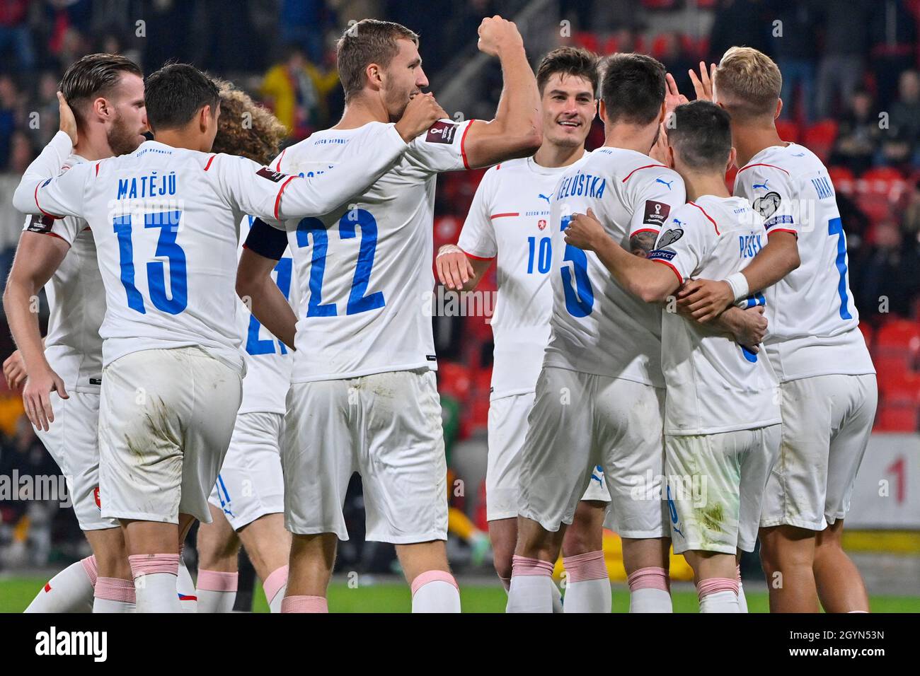 Prague, Czech Republic. 08th Oct, 2021. Czech National Team celebrates ...