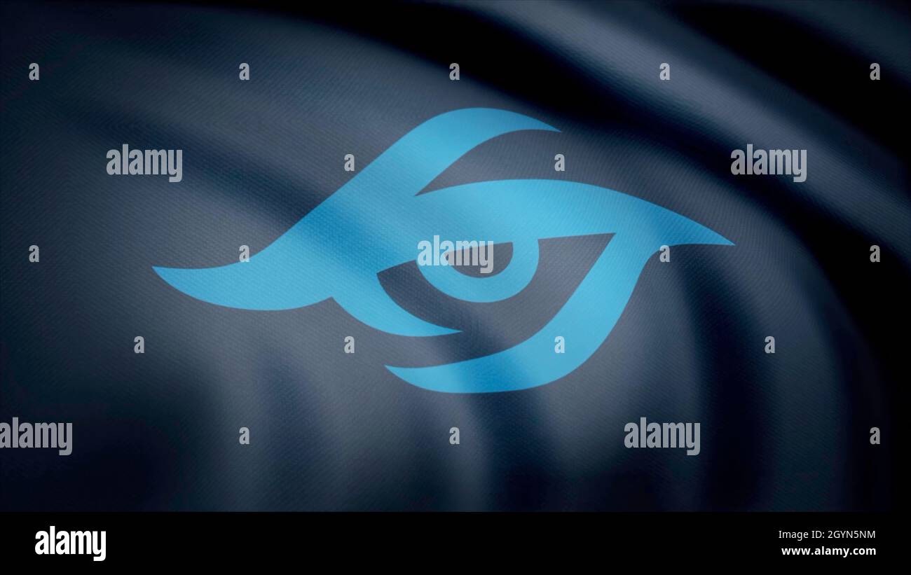 Cybergaming Team Secret flag is waving on transparent background. Close ...