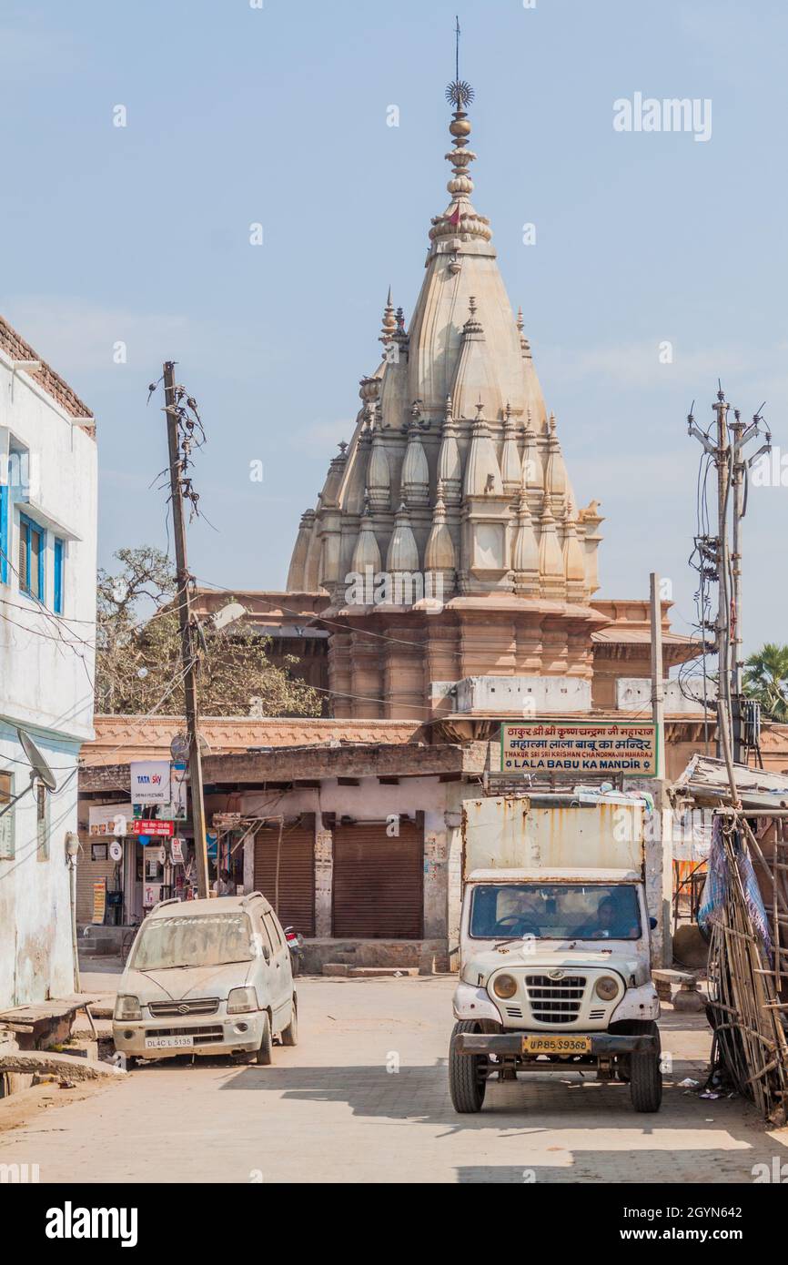 VRINDAVAN, INDIA - FEBRUARY 18, 2017: Lala Babu Temple in Vrindavan ...