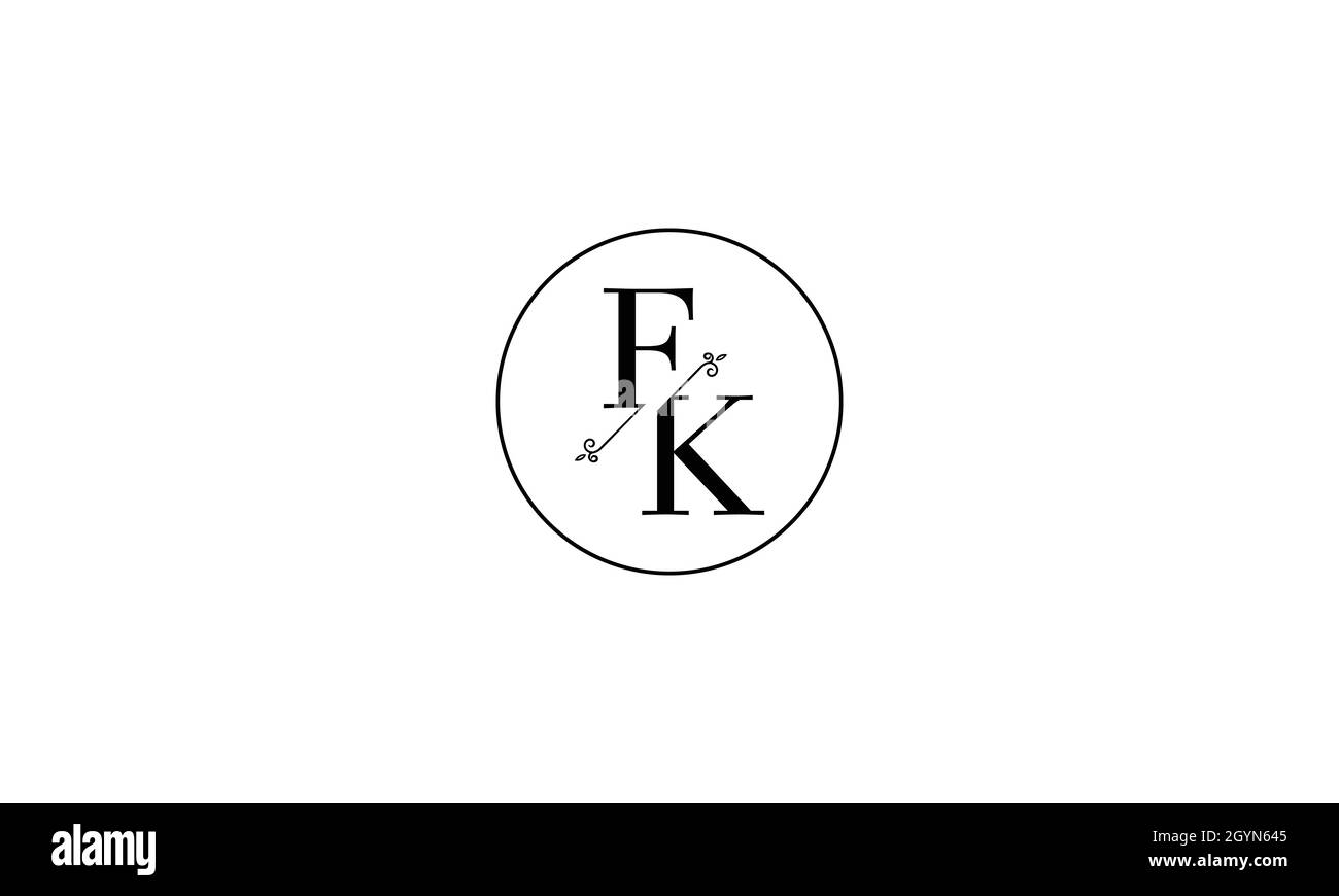 LETTERS FK LOGO DESIGN WITH NEGATIVE SPACE EFFECT FOR ILLUSTRATION USE ...