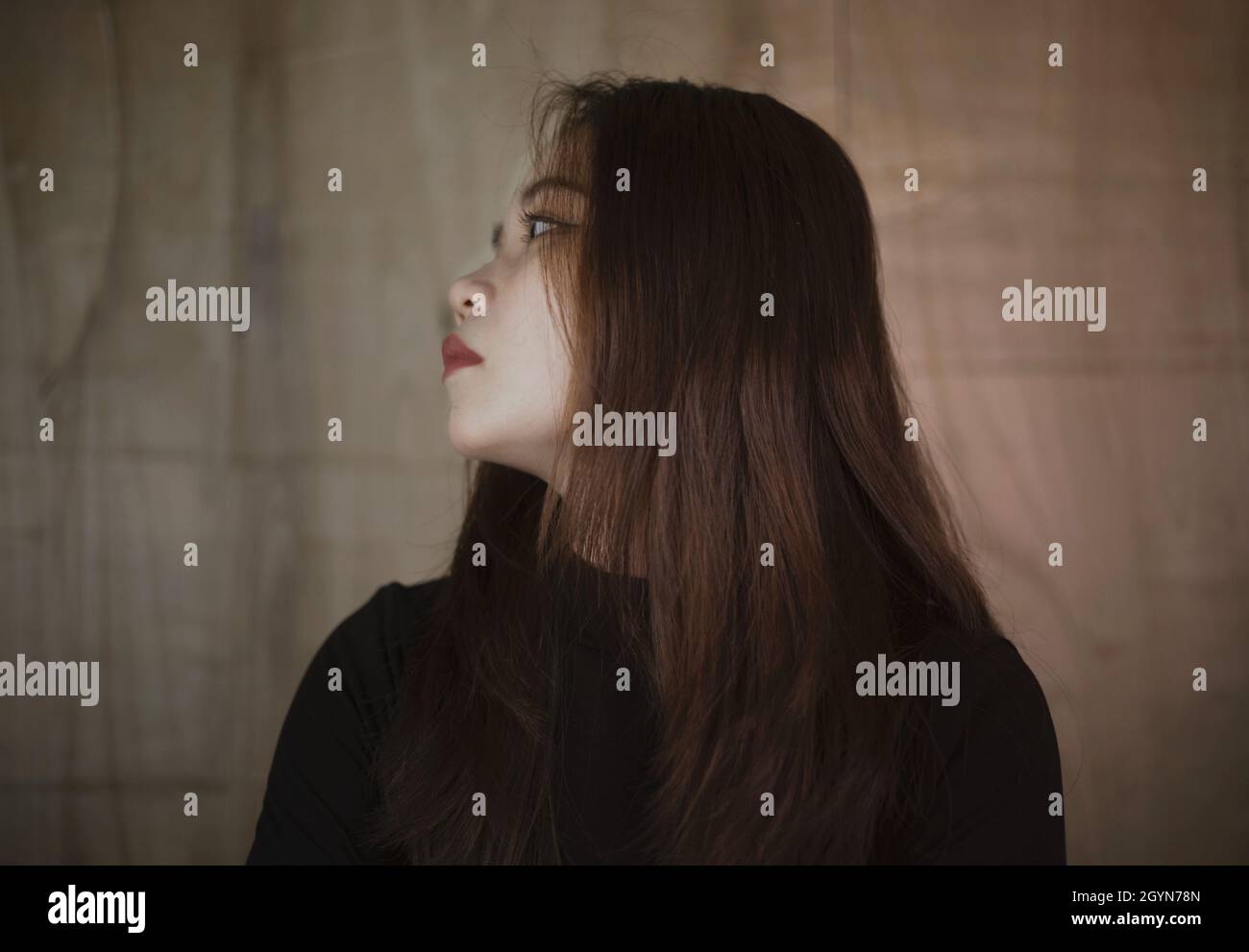 Portrait of a Vietnamese female in profile looking aside Stock Photo ...