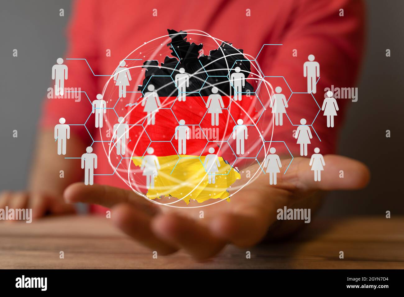 3D rendering of a digital german map with a national flag and ...