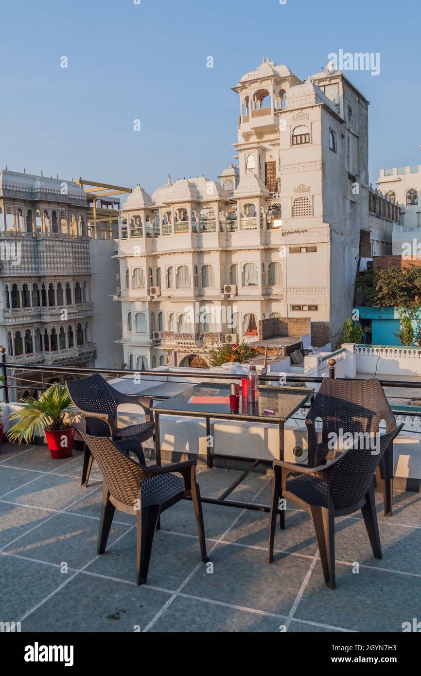 Terrace view in Udaipur, Rajasthan state, India Stock Photo - Alamy
