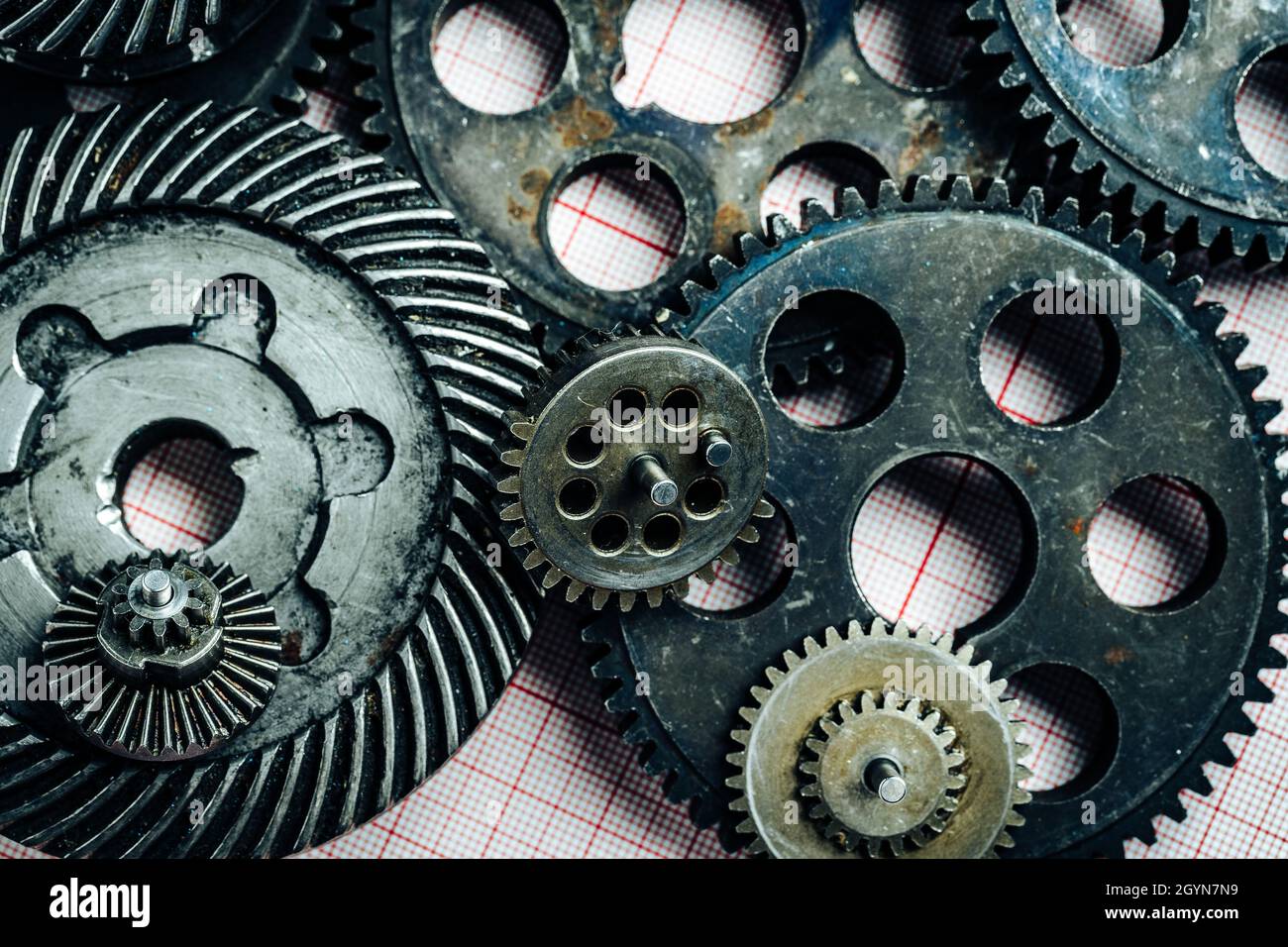 Gears from an old industrial machine Stock Photo - Alamy