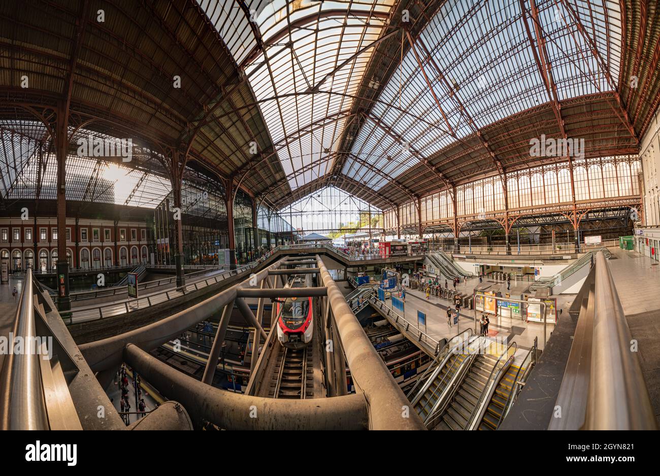 Aerial view of a train station on sunny day Stock Photo - Alamy