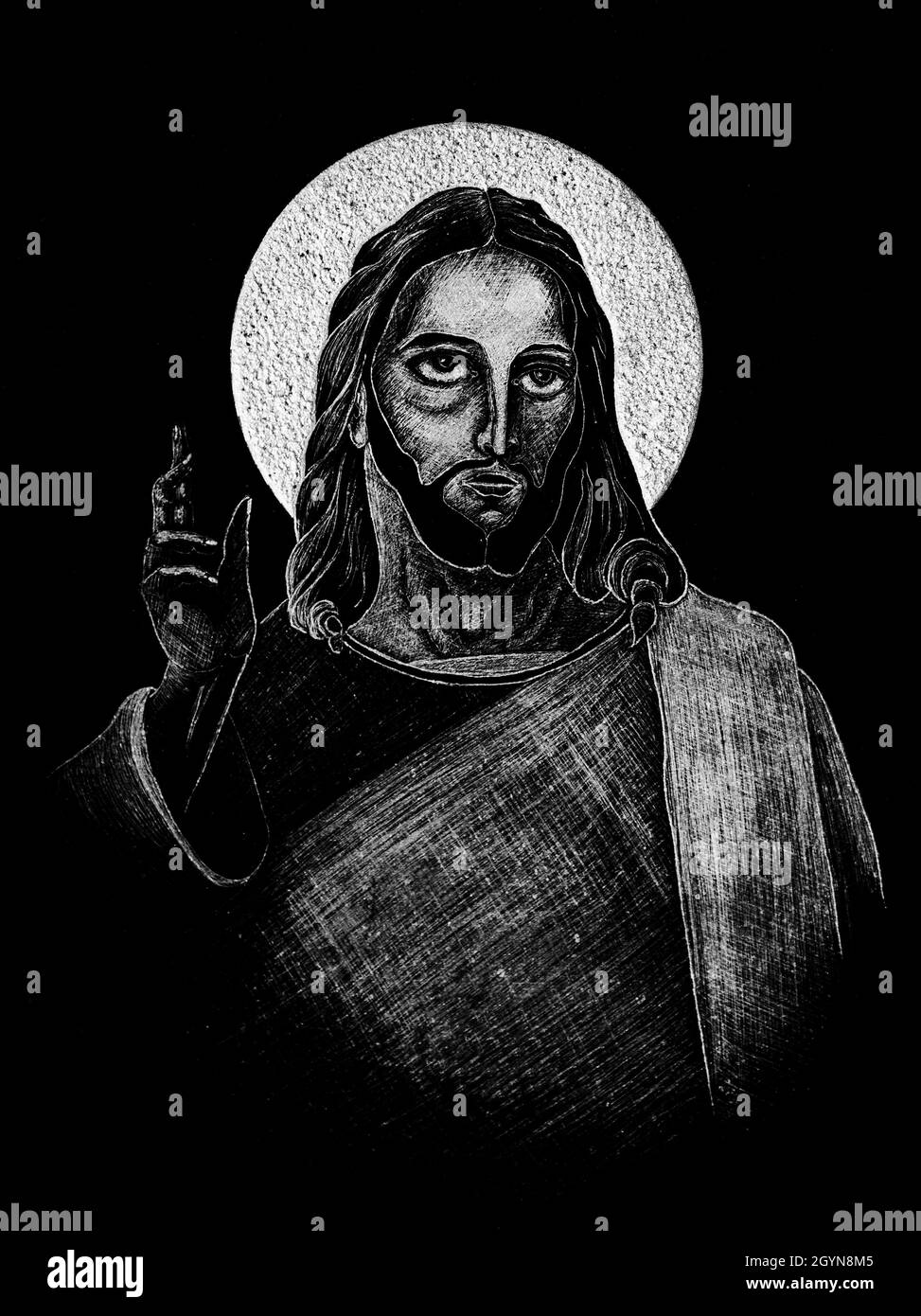 REGHIN, ROMANIA - Sep 12, 2021: A vertical greyscale black marble ...