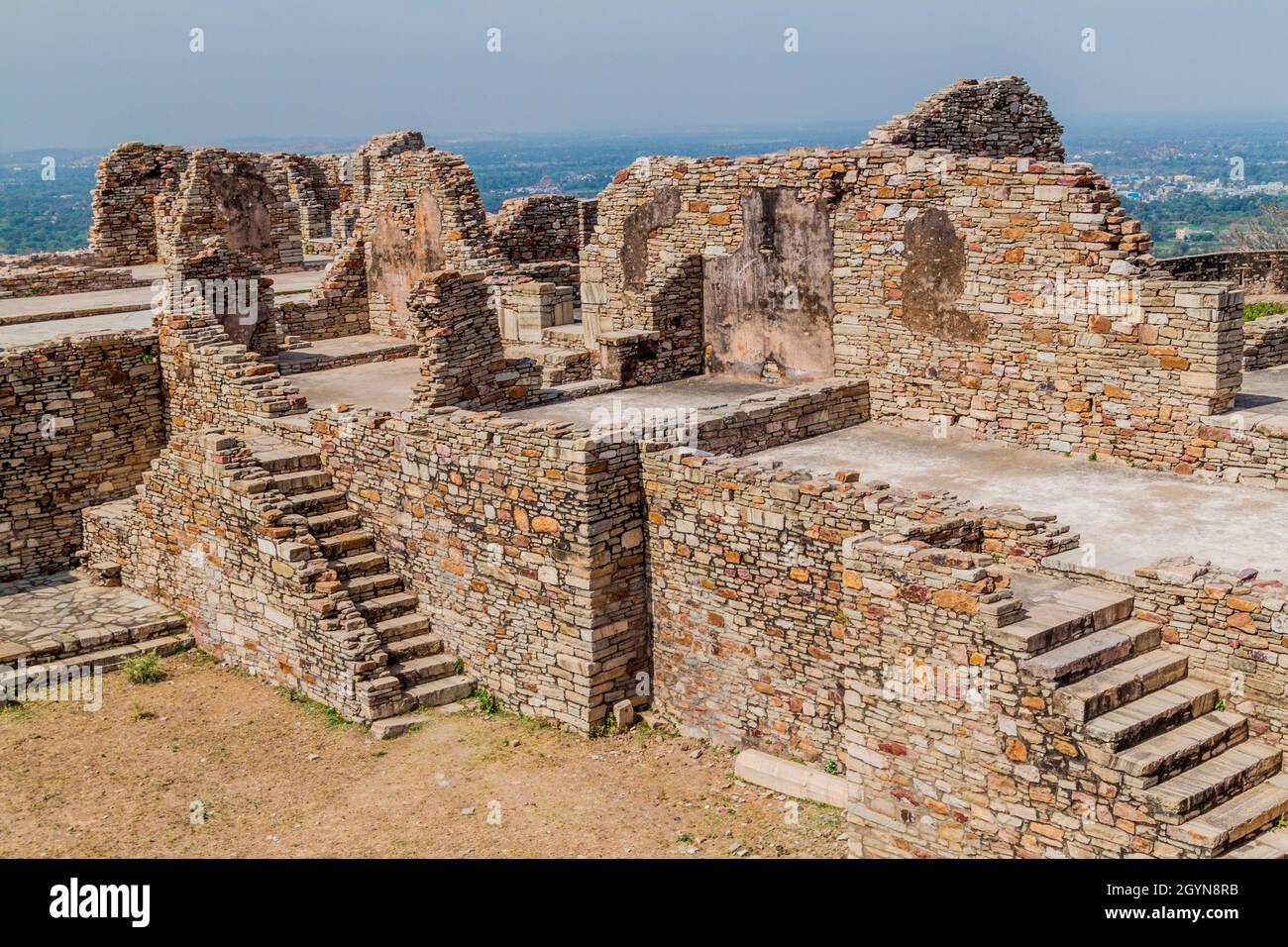 Ruins of Kumbha Palace at Chittor Fort in Chittorgarh, Rajasthan state ...