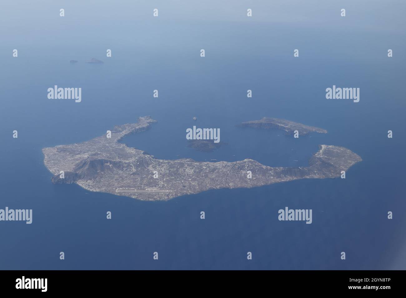Aerial view, whole of Santorini / Thira island Stock Photo - Alamy