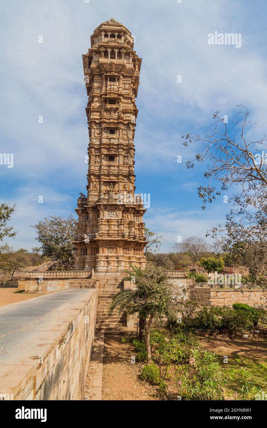 Vijaya Stambha (Tower of Victory) at Chittor Fort in Chittorgarh ...