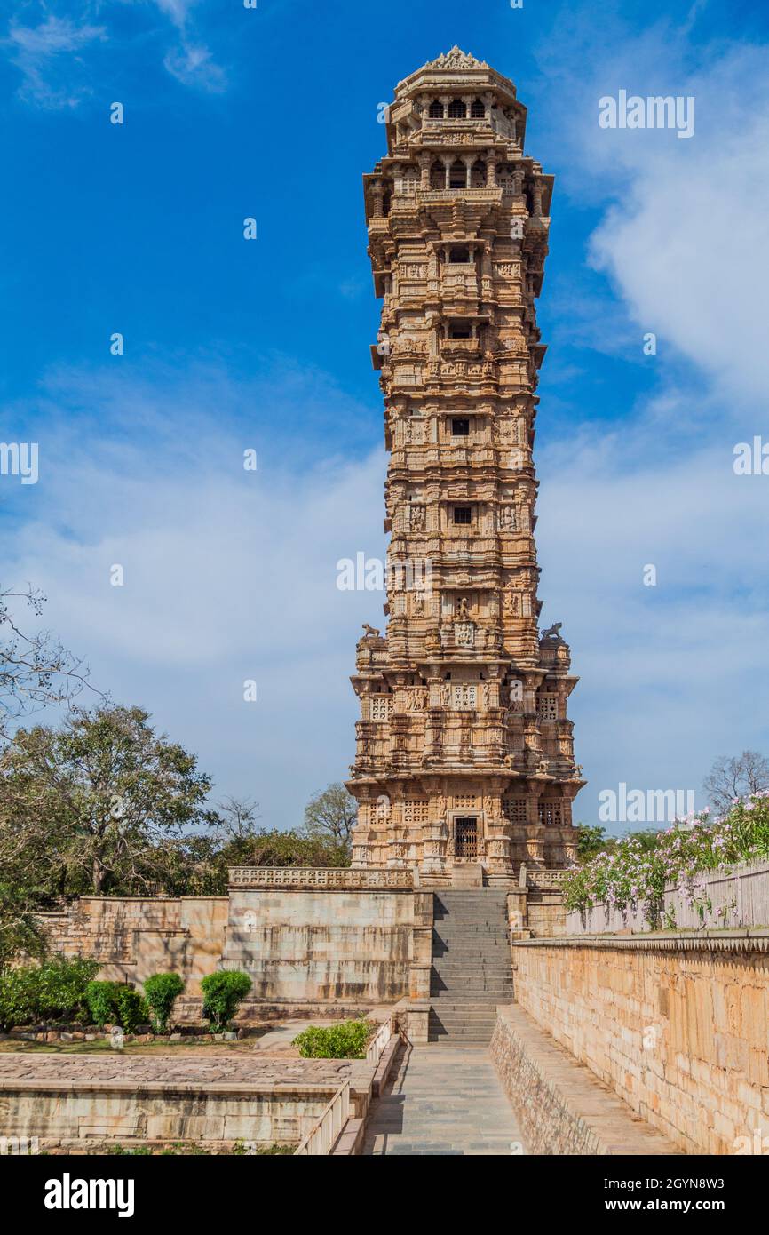 Vijaya Stambha (Tower of Victory) at Chittor Fort in Chittorgarh ...