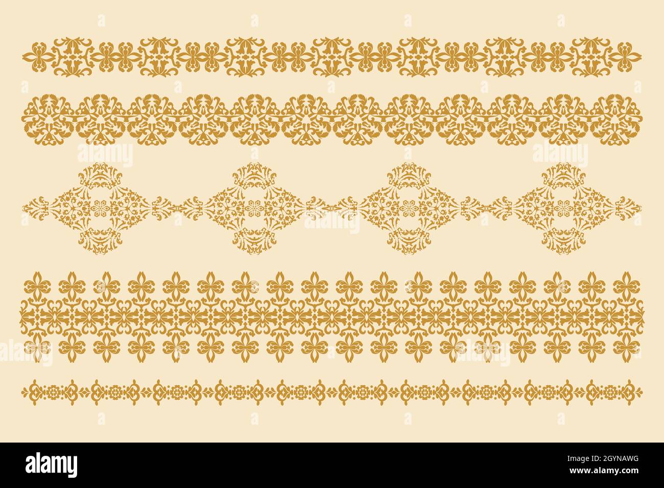 Vector decorative ornaments. Set of horizontal patterns. Vector design ...