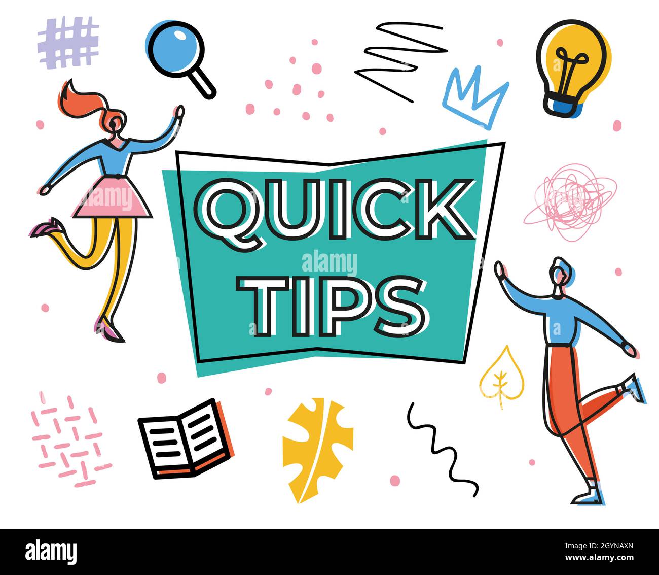 quick tips vector illustration concept, man and woman give advice ...