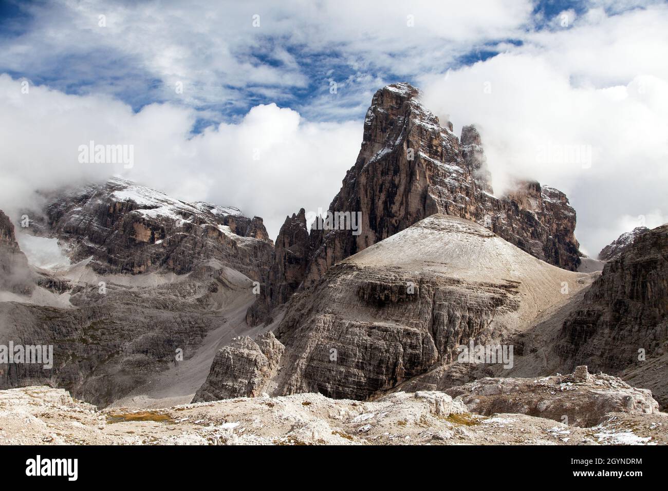 View of Croda Auronzo Berti, South Tirol, Sextener Dolomites mountains ...