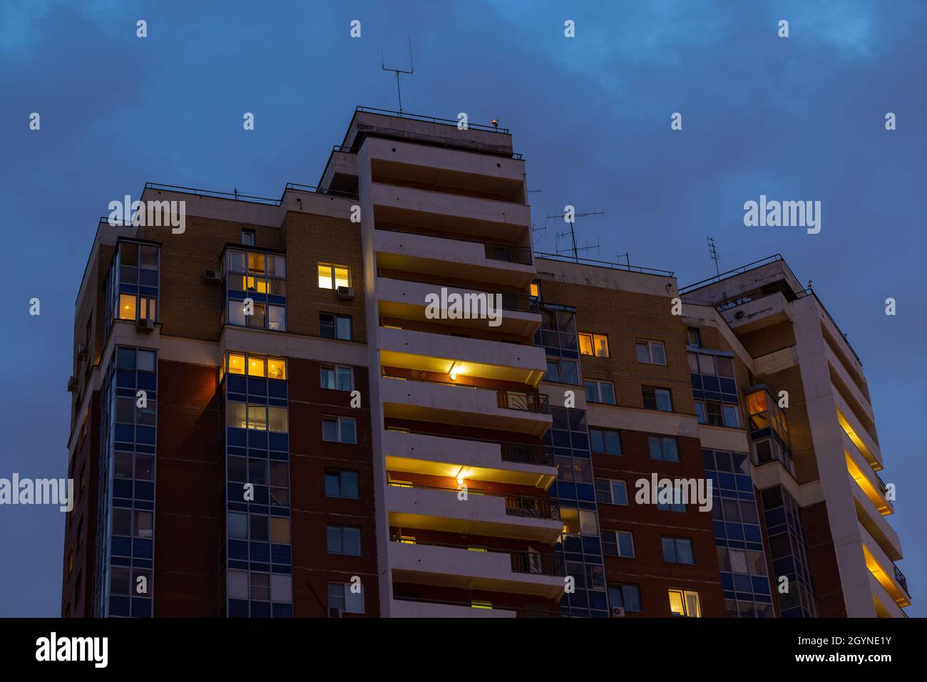 High-rise apartment house in the dusk Stock Photo - Alamy