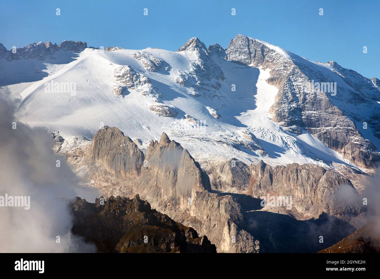 View of Marmolada, the highest mount of Dolomites mountains, Italy ...