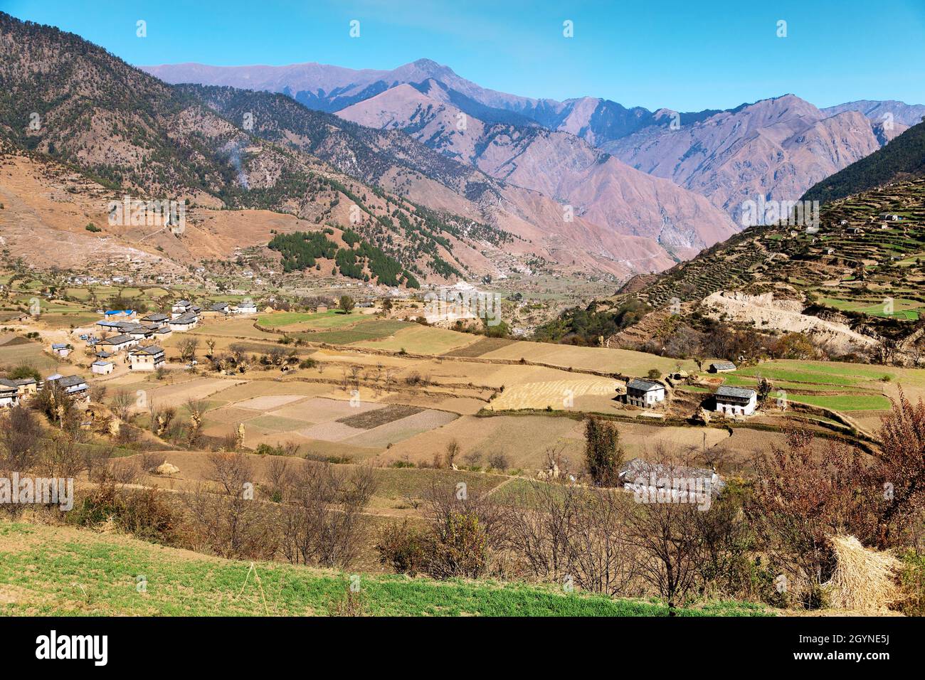 Autumnal panoramic view from western Nepal around Kolti village - Rara ...