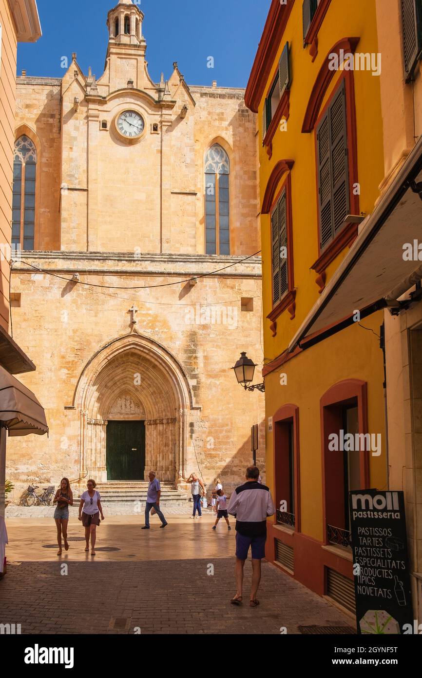 Ciudadela, Menorca, Spain, July 20, 2018. Ciudadela Cathedral in ...