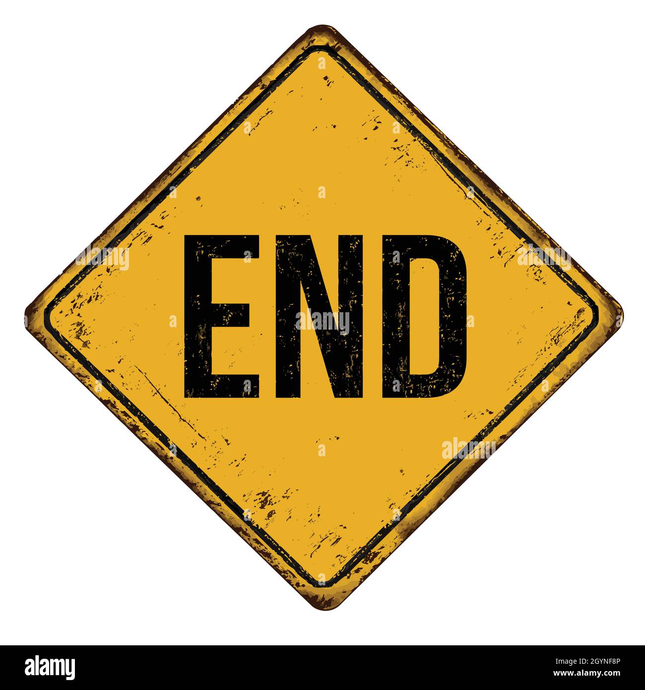 End vintage rusty metal sign on a white background, vector illustration ...