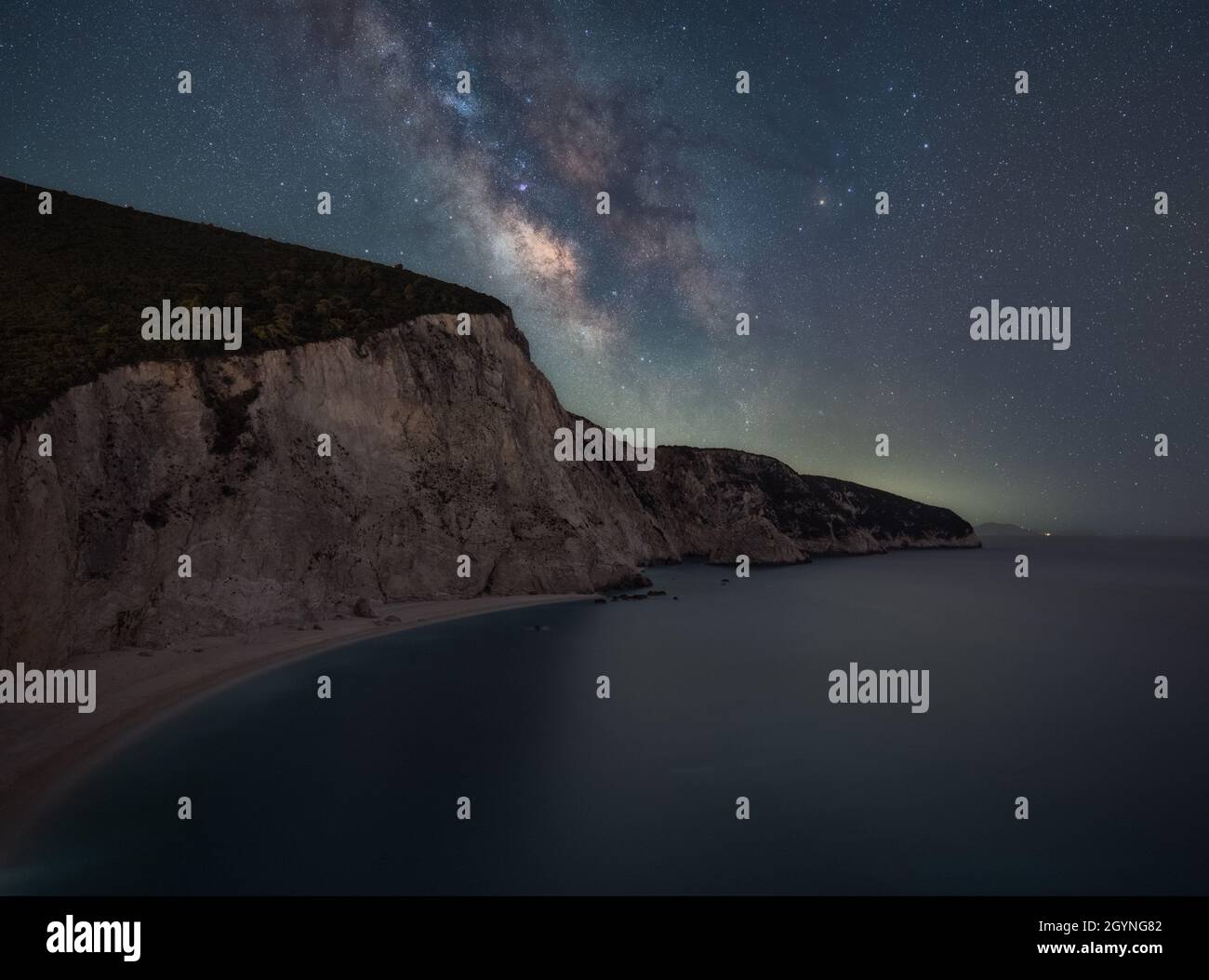 Galactic core rising over Porto Katsiki beach Stock Photo - Alamy