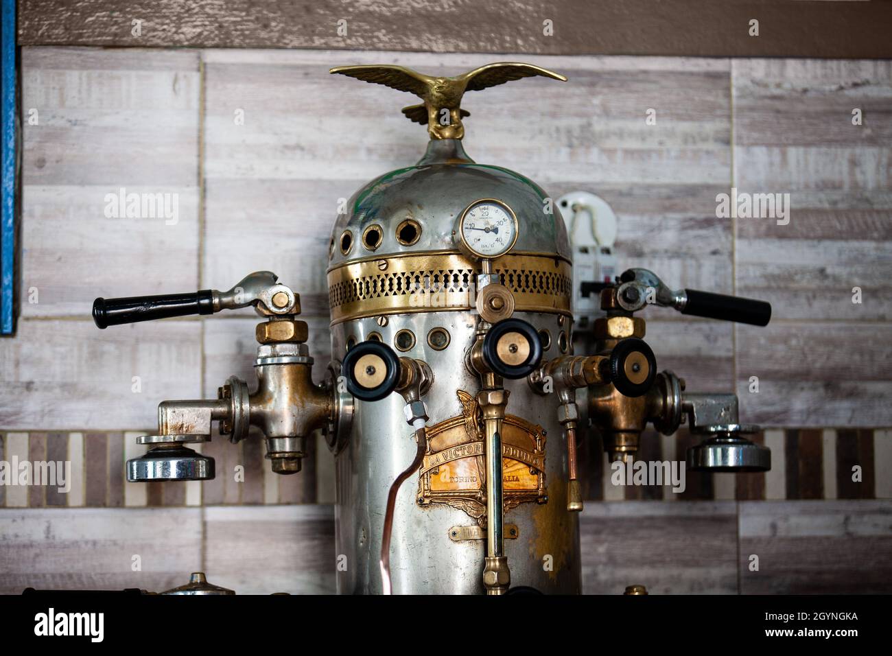 SALENTO, COLOMBIA - JULY 2021. The Victoria Arduino oldest Coffee maker ...