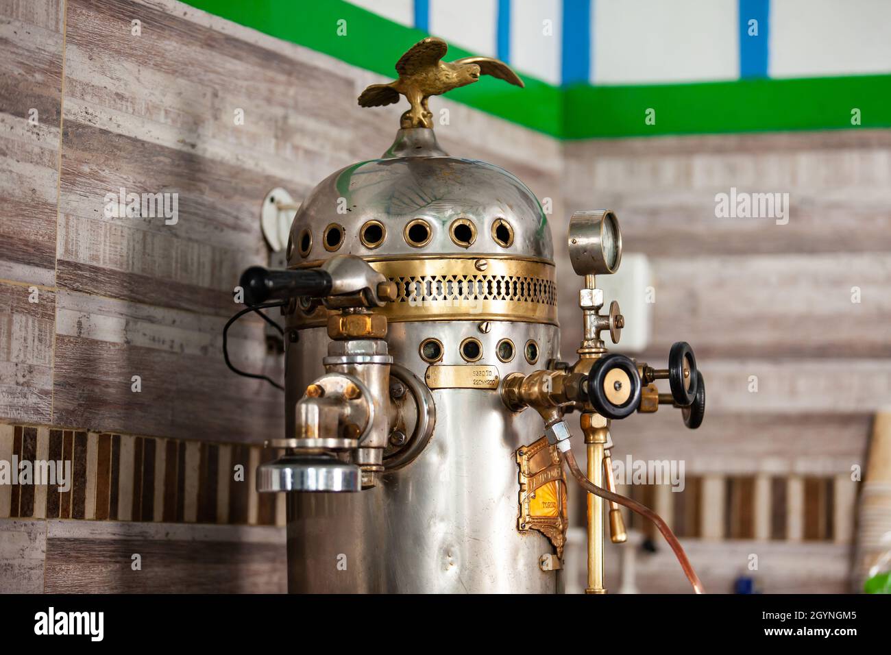 SALENTO, COLOMBIA - JULY 2021. The Victoria Arduino oldest Coffee maker ...