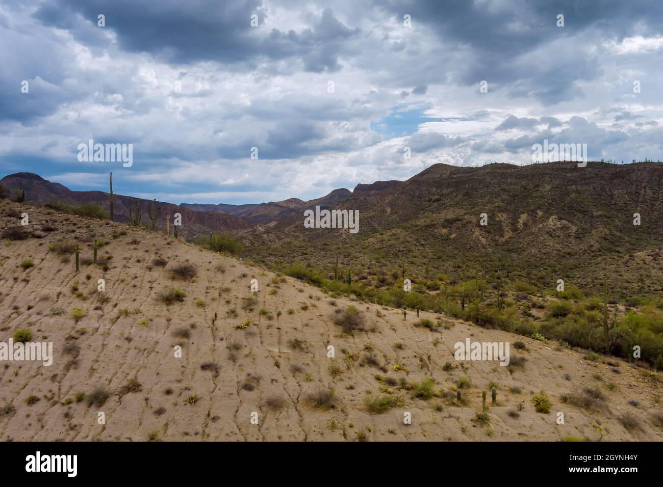 Aerial view rock mountains in the high desert of Arizona Stock Photo ...