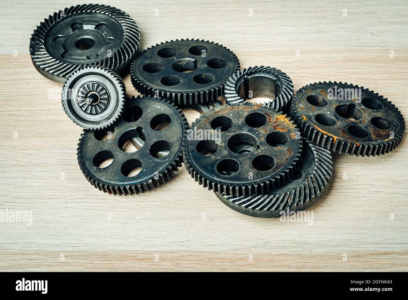 Gears from an old industrial machine Stock Photo - Alamy