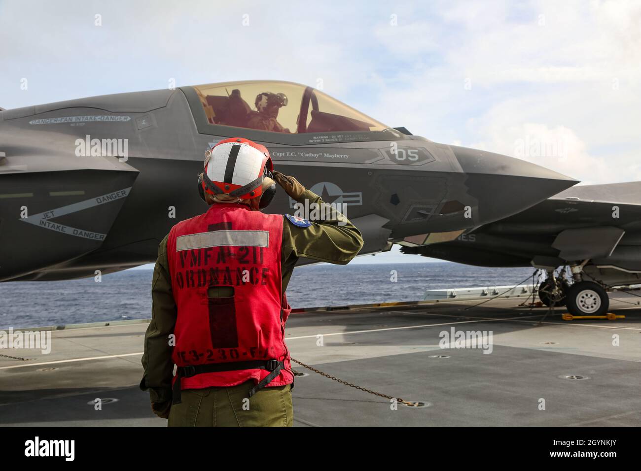 US Marines with Marine Fighter Attack Squadron (VMFA) 211 complete pre ...