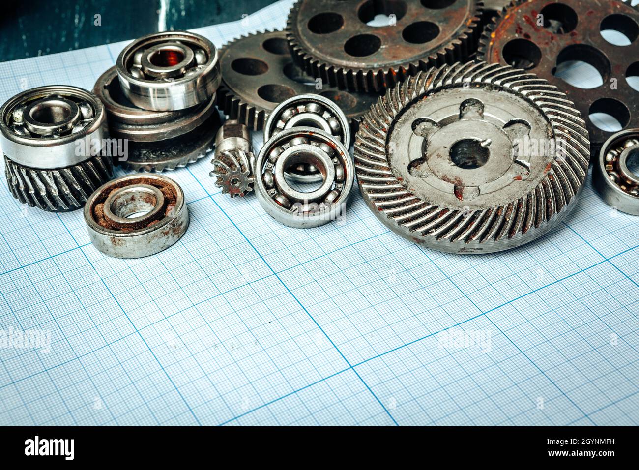 Car parts on graph paper for car engineering Stock Photo - Alamy