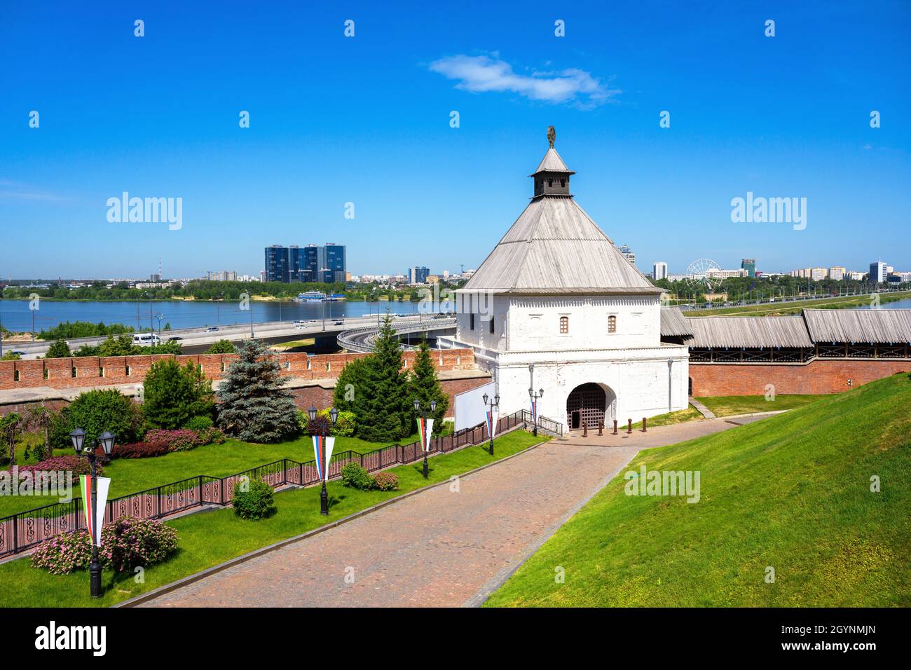 Kazan Kremlin overlooking city, Tatarstan, Russia. This place is top tourist attraction of Kazan ...